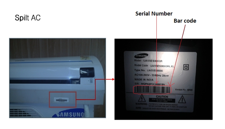 Serial Number on the Air-conditioner | Samsung Support India